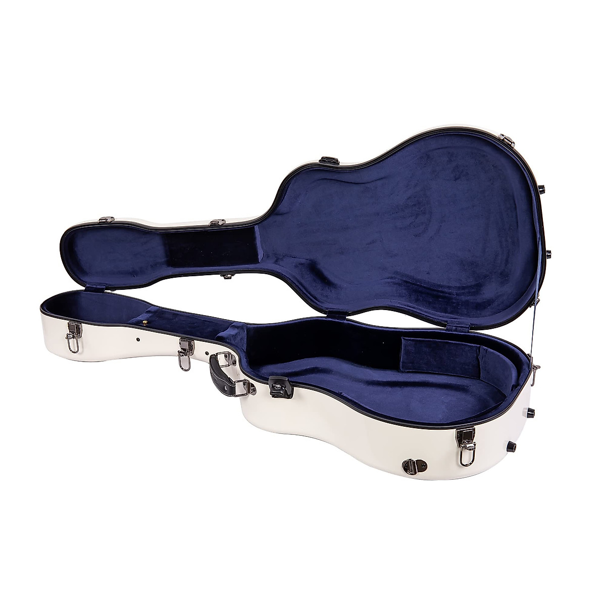 Crossrock Fiberglass Case with TSA Lock for 40"/41" Dreadnought Acoustic Guitar-Milky White(CRF2021DMW)