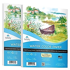 Bellofy 2X Watercolor Paper Pad 100 Sheets | Watercolor Paper 9x12 In | Watercolor Paper Kids, Artists & Beginners Love | Watercolor Paper For Watercoloring Techniques | A Gift - Watercolor Sketchbook