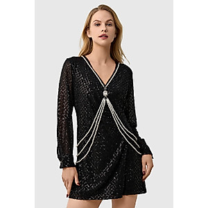 BABEYOND 1920s Pearl Body Chain for Evening Party Crystal Gatsby Imitation Pearl Body Chain for Flapper Costume