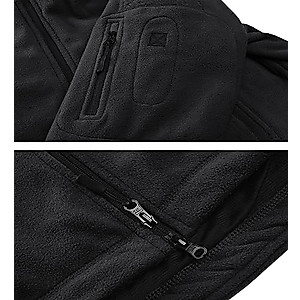 MAGCOMSEN Hoodies for Men Fleece Lined Tactical Jackets Mens Fleece Jackets Work Jacket Snow Jacket Outdoor Black L