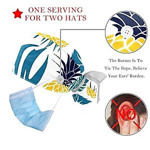 2-Pc Gourd-Shaped Working Cap,Fisherman Hat with Buttons and Cotton Sweatband,Pineapple Leaf Tropical