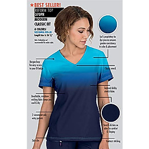 KOI Lite Women's V-Neck Ombre Reform Scrub Top Ruby/Black M