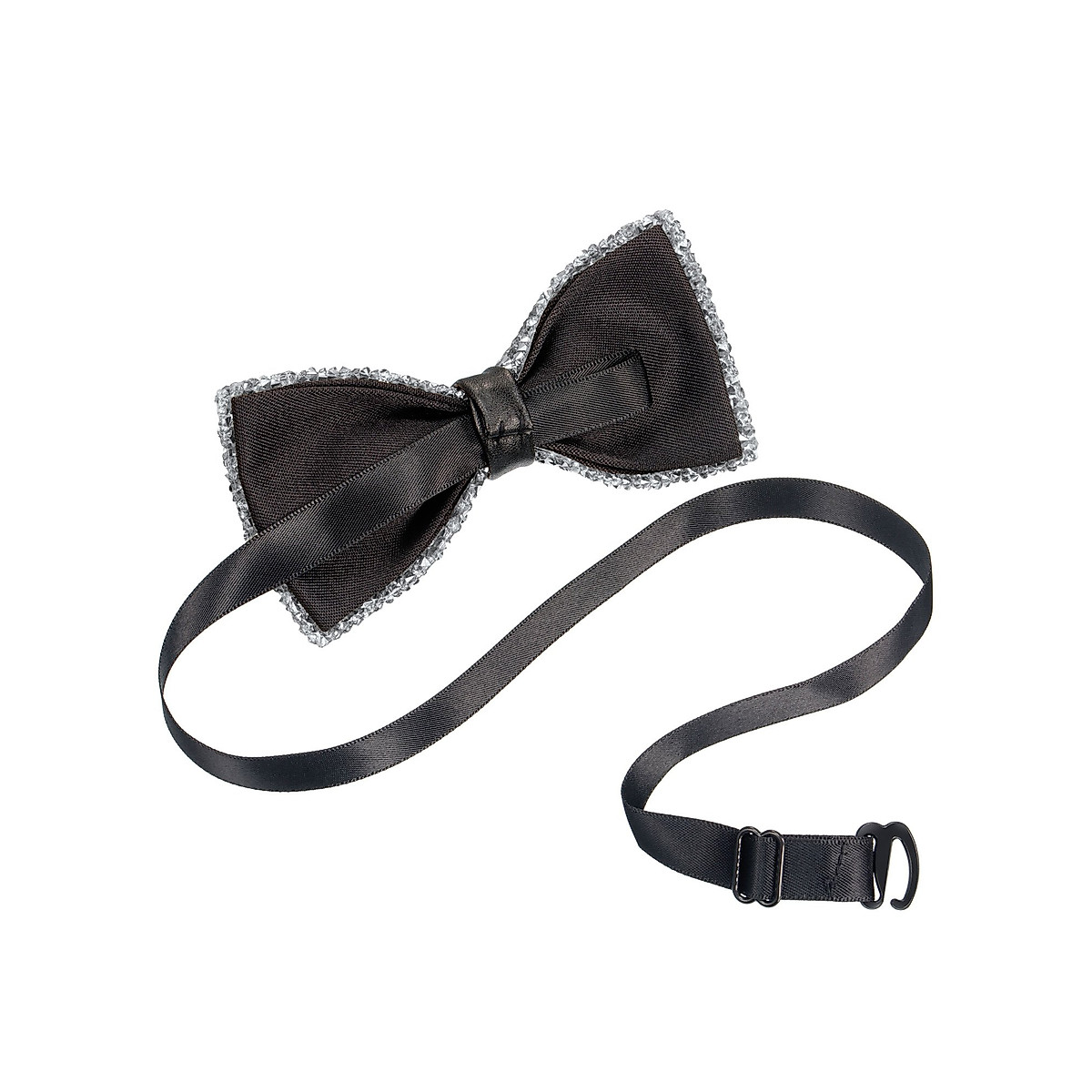 2 Pieces Rhinestone Bow Ties Banquet Bowties Men's Pre-tied Bow Ties for Wedding and Parties (Silver)