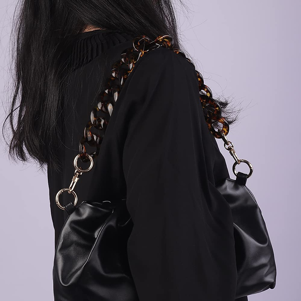 Wiwpar Acrylic Bag Straps Chunky Chains Shoulder Bag Handle Shoulder Straps Replacement Amber for Women's Handbags (Style 2)