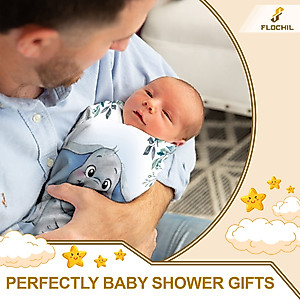 FLOCHIL Personalized Baby Blanket for Boys, Custom Baby Blanket with Name, Customized Baby Blanket Elephants, Gift for Baby, Newborn, Baby Shower