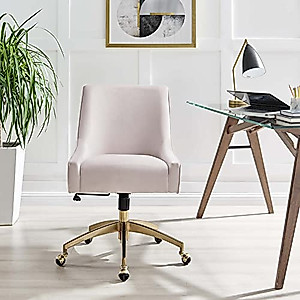 Modway Discern Performance Velvet Swivel Office Chair in Pink