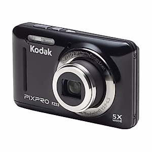 Kodak PIXPRO Friendly Zoom FZ53 Digital Camera (Black) with 16GB SD Card and 4-Pack AA Spare Batteries Bundle (3 Items)