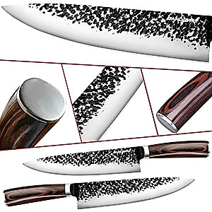 SANDEWILY Professional Chef Knife Ultra Sharp Kitchen Knife Set 3 PCS,Premium German Stainless Steel Japanese Knife Set for Kitchen with Sheath,Ergonomic Pakkawood Handle and Gift Box…