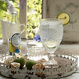 Kingrol 6 Pack Wine Glasses Goblets, 10 oz Vintage Water Glasses, Romantic Mixed Drink Glasses for Party, Daily Use