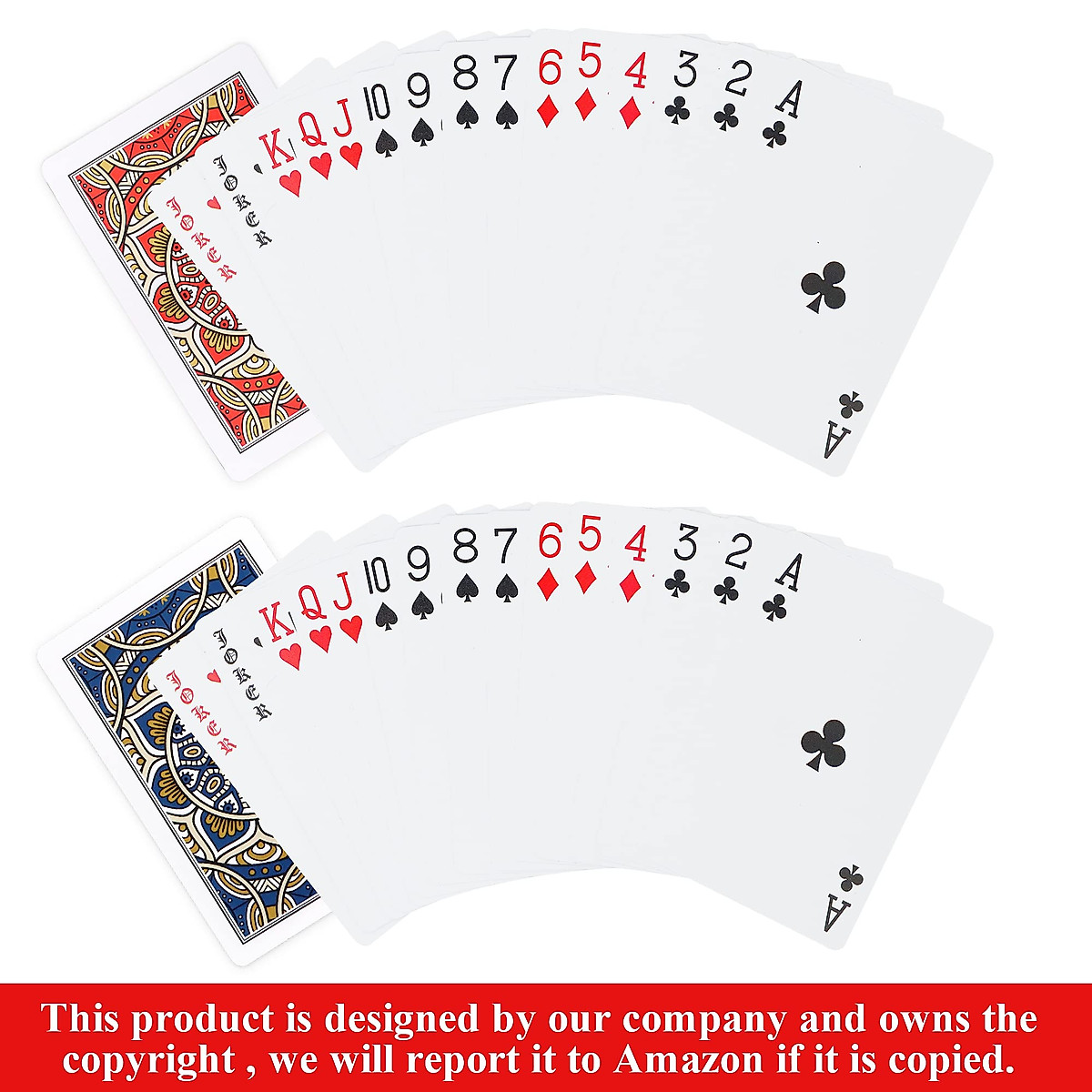 Neasyth Waterproof Plastic Playing Cards,Decks of Cards 2 Pack, for Magic Props, Pool Beach Water Card Games (Size:3.43inch*2.24inch)