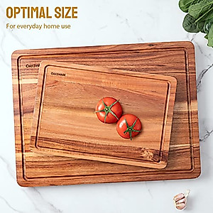 OAKSWARE Cutting Boards, 17x13 Large Acacia Wooden Cutting Board for Kitchen, Edge Grain Reversible Wood Chopping Board with Juice Groove and Handles, Pre-Oiled Carving Tray for Meat & Cheese