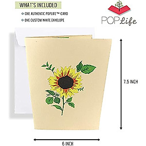 PopLife Blue Butterfly and Sunflower Pop Up Mother's Day Card - 3D Anniversary, Valentine's Day Card, Thank You, Happy Birthday - for Mom, for Wife, for Daughter, for Sister