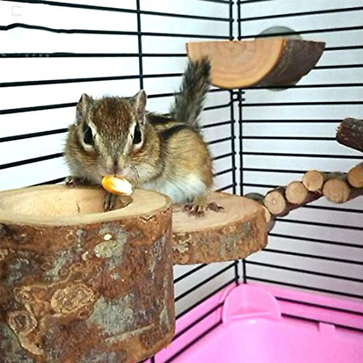 LOVEIFE 3 Pack Bird Perch, Round Wooden Platform Parrot Toys Bird Cage Accessories (Style1)