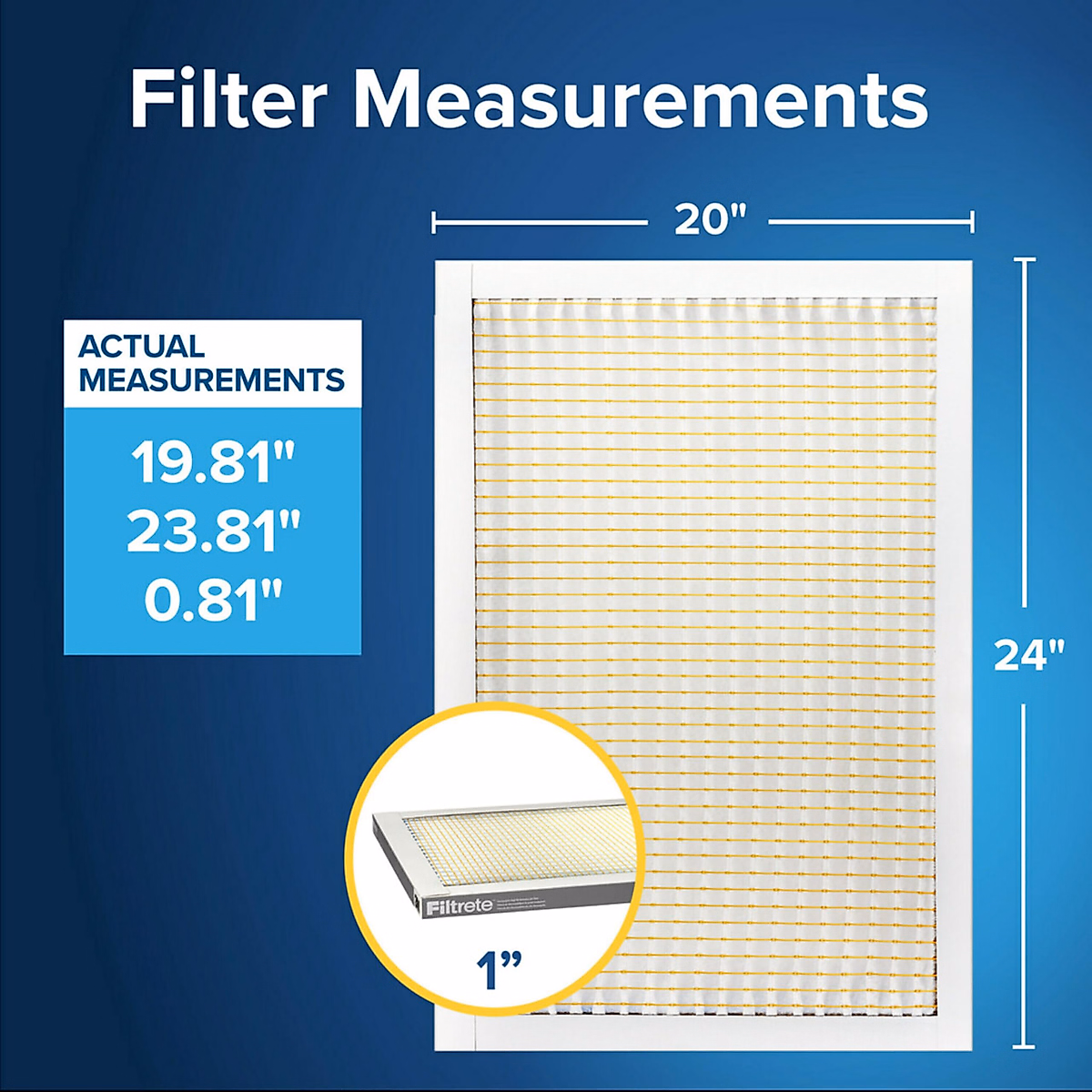 Filtrete 20x24x1 AC Furnace Air Filter, MERV 5, MPR 300, Capture Unwanted Particles, 3-Month Pleated 1-Inch Electrostatic Air Cleaning Filter, 6-Pack (Actual Size19.81x23.81x0.81 in)