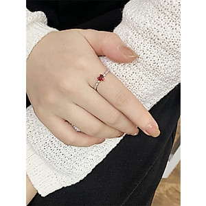 Delicate Red Heart 925 Sterling Silver Statement Adjustable Ring for Women Girls Cubic Zirconia CZ Love-Heart Shaped Beaded Open Wrap Rings Comfort Fit Birthday Wedding Anniversary Jewelry Size 6-10