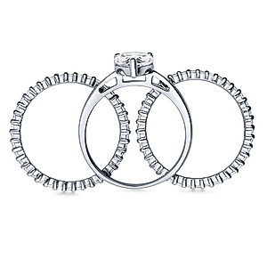 BERRICLE Sterling Silver Solitaire Wedding Engagement Rings 1.8 Carat Pear Cut Cubic Zirconia CZ Ring Set for Women, Rhodium Plated Size 6