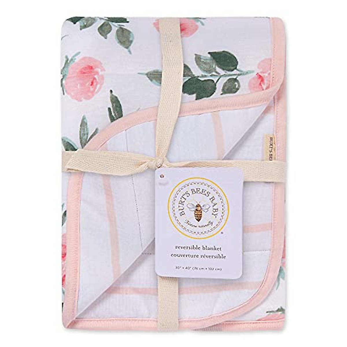 Burt's Bees Baby - Reversible Blanket, Nursery, Stroller & Tummy-Time Organic Jersey Cotton Quilted Infant & Toddler Bedding