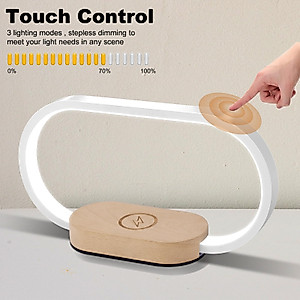 Donewin Wireless Charging Bedside Lamp with USB Charging Port,Premium Wooden Nightstand Light for Bedroom,Nursery Lamp,Touch-Control Desk Lamp,Ideal Gift Choice,Stepless Dimming& 3 Color Temps