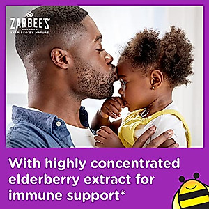 Zarbee's Elderberry Syrup for Kids, Daily Immune Support with Vitamin C & Zinc, Childrens Liquid Supplement, Natural Berry Flavor, 4 fl oz
