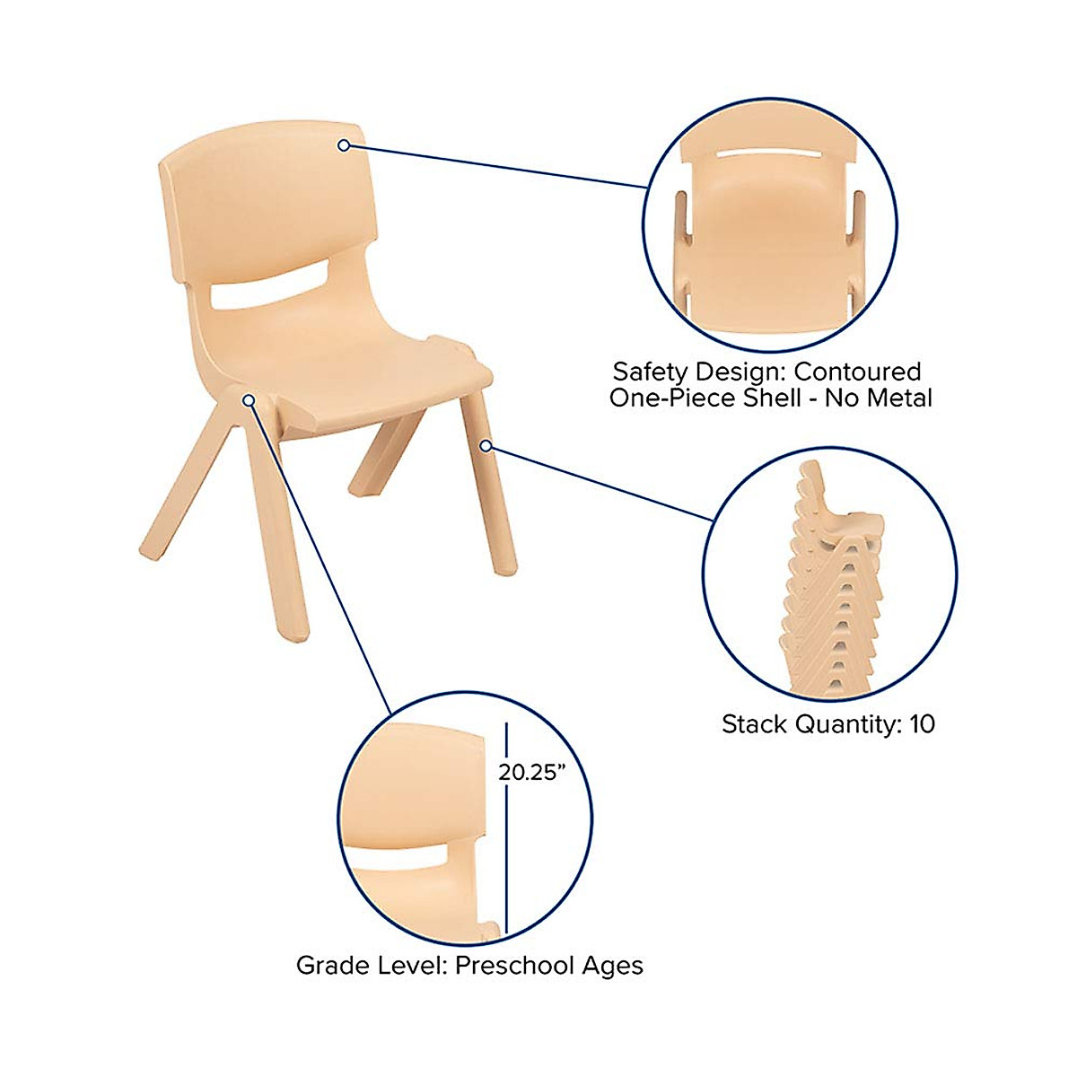 Flash Furniture 33" Round Natural Plastic Height Adjustable Activity Table Set with 2 Chairs