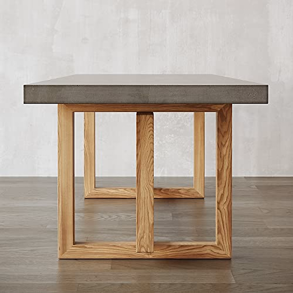 KunMai 63'' Dining Table Concrete Grey Dining Table for 6 Rectangle Wooden Tabletop