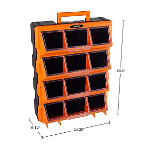 Plastic Storage Drawers - 12-Bin Screw Organizer - Craft Cabinet for Hardware, Crafting Supplies, or Toys - Garage Organization by Stalwart (Black)