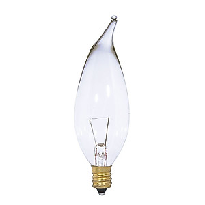 Satco S3868 12V Candelabra Base 25-Watt CA10 Light Bulb, Clear