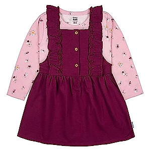 Gerber Baby Girls Toddler 2 Piece Overall Dress Set, Purple Floral, 18 Months