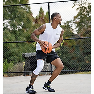 Bauerfeind Sports Compression Knee Support NBA - Lightweight Design with Gripping Zones for Basketball Knee Pain Relief & Performance with Team Designs (Black, L)