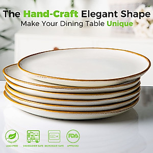 AmorArc Ceramic Dinnerware set, Service for 6 (18pcs), Stoneware Plates and Bowls Set,Highly Chip and Crack Resistant | Dishwasher & Microwave Safe,Ivory-Rustic Style