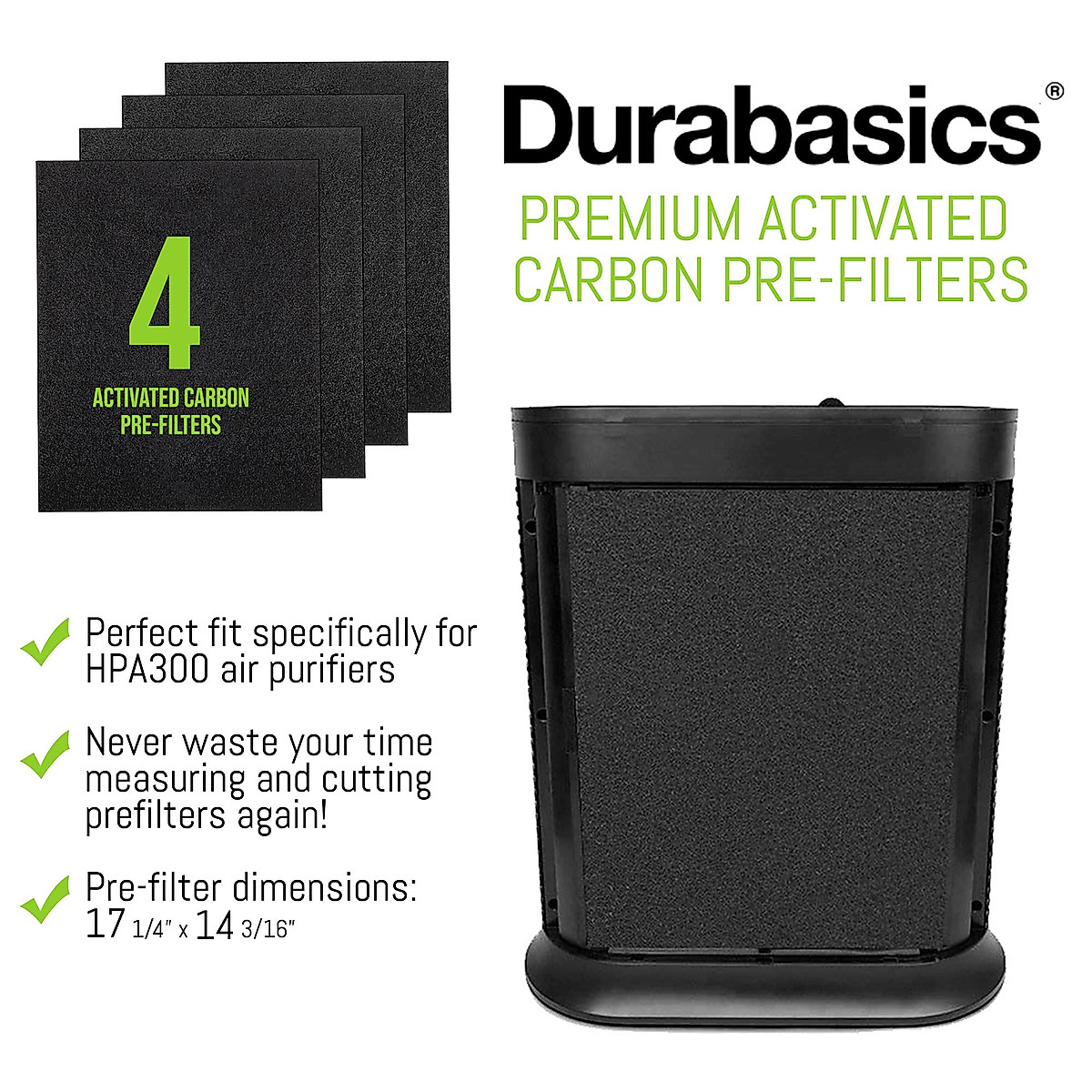 Durabasics Pre-Filters for Honeywell HPA300 Replacement Filters, Honeywell Prefilter A, Honeywell Filter A, Prefilter for Honeywell Air Purifier, Honeywell Pre Filter Replacement, HRF-AP1-4 Pack