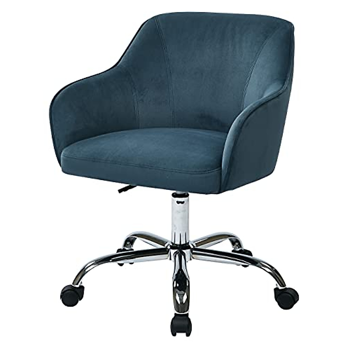 OSP Home Furnishings Bristol Adjustable Extra Plush Swivel Home Office Task Chair with Polished Chrome Base, Atlantic Blue Velvet
