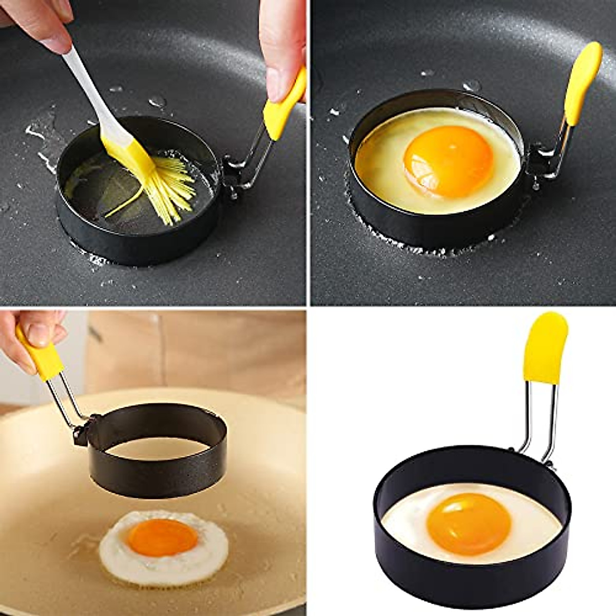 Bulckrew Egg Rings Mold Set, 2PCS Stainless Steel Egg Cooking Rings Cooking Tools, Pancake Mold for frying Eggs and Omelet