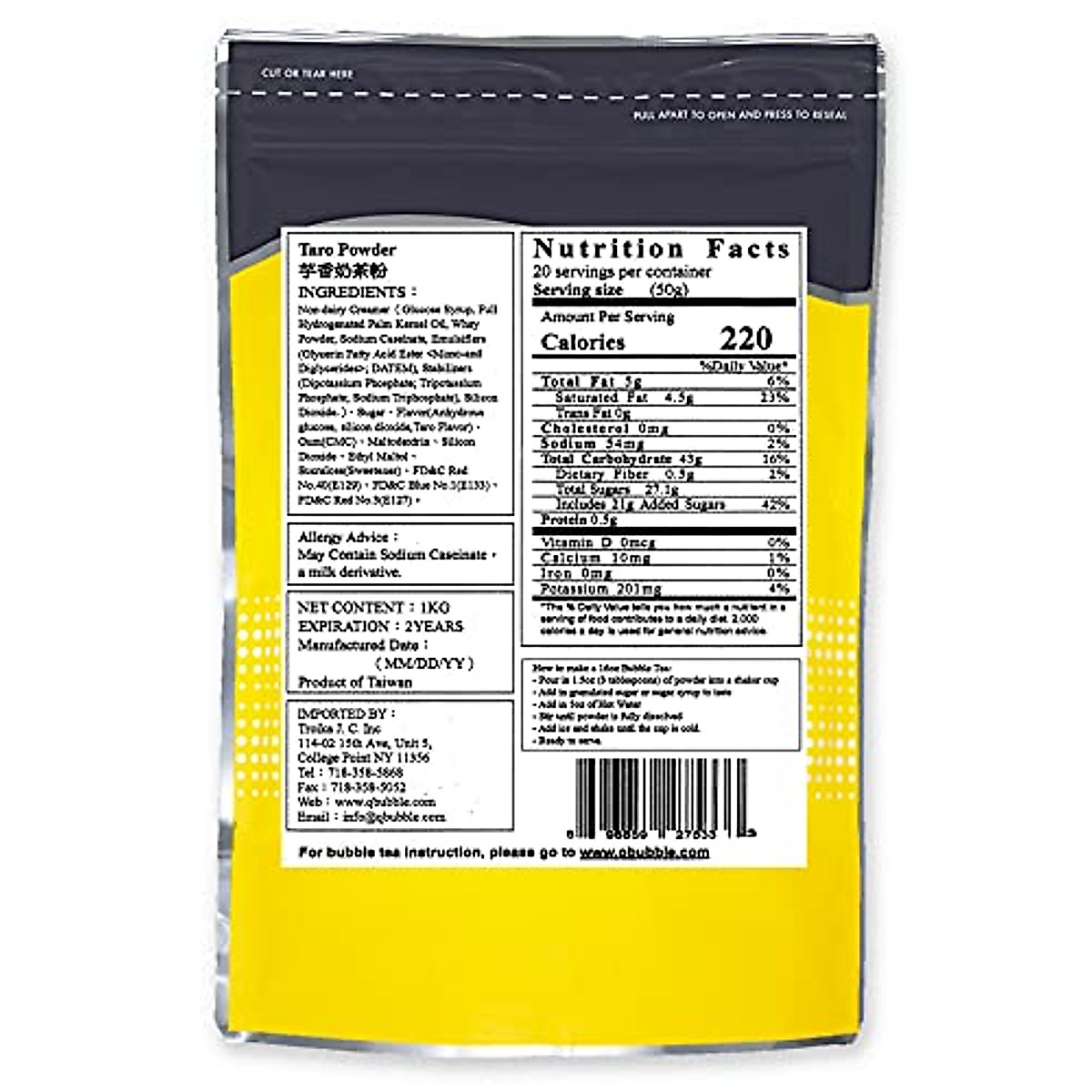 Qbubble Tea Powder Taro Powder, 2.2 Pound