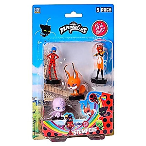 P.M.I. Miraculous Ladybug Stamps for Kids | 5 Miraculous Ladybug Stampers Out of 16 Collectibles in 1 Pack | Miraculous Ladybug Stationery, Stampers, Birthday Party Supplies - Cat Noir (Assortment B)