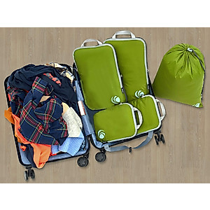 Cipway - 5 Set Compression Packing Cubes for Travel, Ultralight Packing Organizers for Luggage Suitcase & Backpack (Green), L