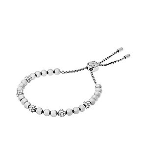 Michael Kors Stainless Steel and Pavé Crystal Beaded Bracelet for Women, Color: Silver (Model: MKJ5219040)