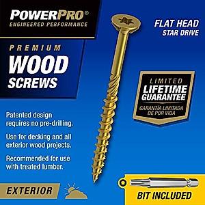 Power Pro 967774 Wood Screws, #8 x 1-3/4", Premium Outdoor Deck Screws, Rust Resistant, Epoxy Coated Bronze, 4000pcs Box