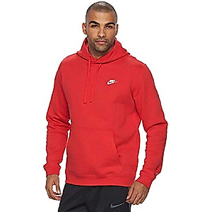 Nike Men's Club Fleece Pullover Hoodie (University Red White, 2XL)