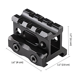 Pinty 1x25mm Tactical Red Dot Sight 3-4 MOA Compact Red Dot Scope 1” Riser Mount for Cowitness with Iron Sights Waterproof and Shockproof Scratch Resistant Amber Lens