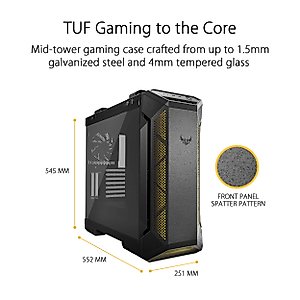 ASUS TUF Gaming GT501 Mid-Tower Computer Case for up to EATX Motherboards with USB 3.0 Front Panel Cases GT501/GRY/WITH Handle