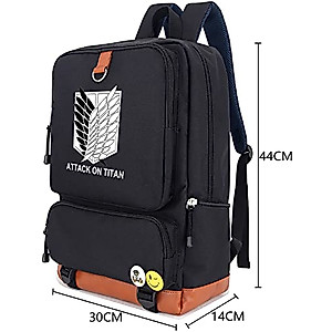 Roffatide Anime Attack on Titan Wings of Freedom Laptop Backpack Printed Schoolbag Bookbag Cosplay Rucksack Daypack Black
