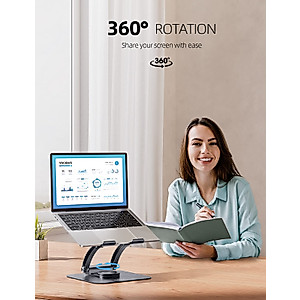 Nulaxy 360 Rotating Laptop Stand for Desk, Laptop Riser Adjustable Height and Angle, Foldable and Portable Travel Laptop Stand, Holds up to 22lbs, Fits All MacBook, Laptops