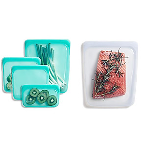 Stasher Reusable Silicone Storage Bags (4-Pack) + Stasher 1/2 Gallon Bag
