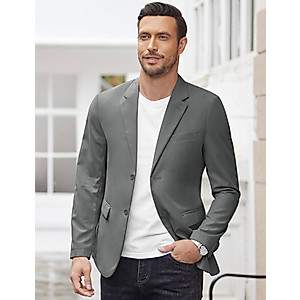 COOFANDY Men’s Casual Blazer Jackets Two Button Lightweight Slim Fit Sports Coat Grey