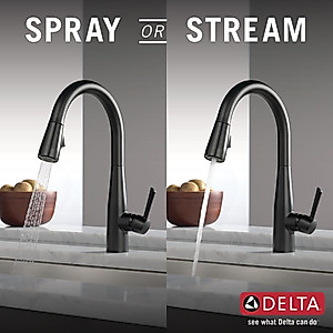 Delta Faucet Essa Kitchen Faucet with Pull Down Sprayer, Kitchen Sink Faucet Matte Black, Magnetic Docking Spray Head, Delta Kitchen Faucet Pull Down, Matte Black 9113-BL-DST