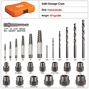 XEWEA 26Pcs Screw & Bolt Extractor Set and Right Drill Bit Set, Easy Out Broken Lug Nut Extraction Socket Kit Tool for Damaged, Frozen,Studs,Rusted, Rounded-Off Bolts, Nuts & Screws