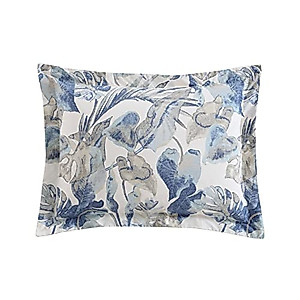 Tommy Bahama - King Comforter Set, Reversible Cotton Bedding with Matching Shams & Bonus Throw Pillows, All Season Home Decor (Raw Coast Blue, King)