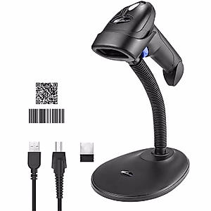 Wireless 1D 2D Barcode Scanner with Stand, NetumScan Portable Automatic QR Code Scanner Supports Screen Scan Handheld CMOS Image Bar Code Reader with USB Receiver for Warehouse POS and Computer