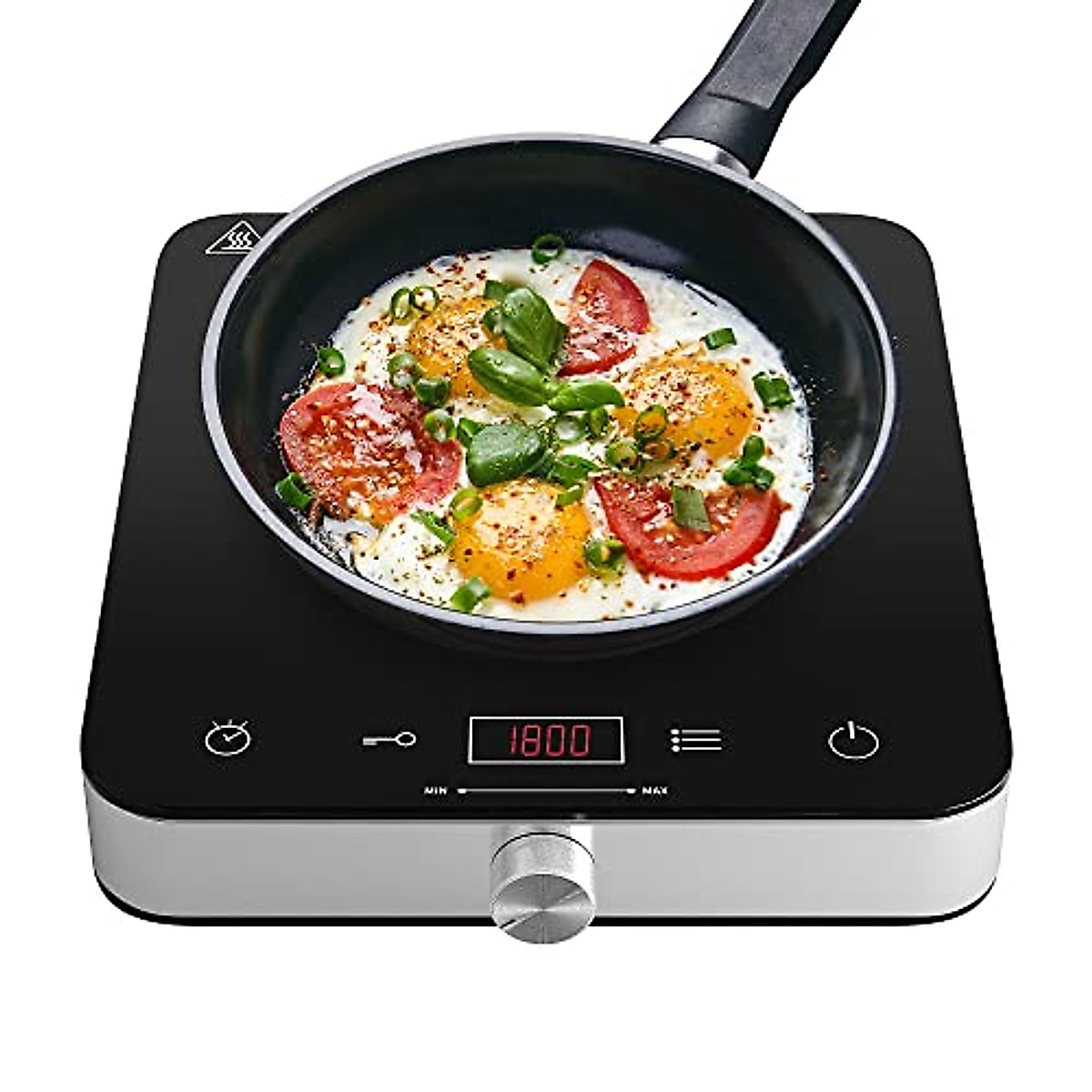 COOKTRON Single Induction Cooktop Countertop Burner with Fast Warm-Up Mode, 10 Temperature 9 Power Settings, Portable Induction Cooker Cooktop 1800w with Child Safety Lock & Timer